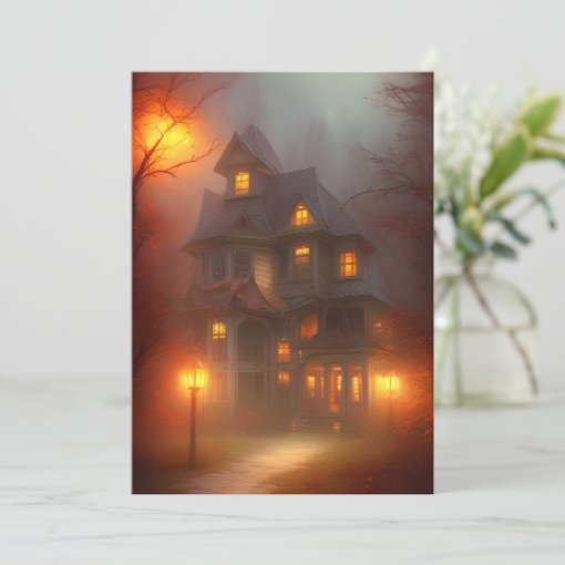 Halloween Haunted House Scary Holiday Card | Zazzle