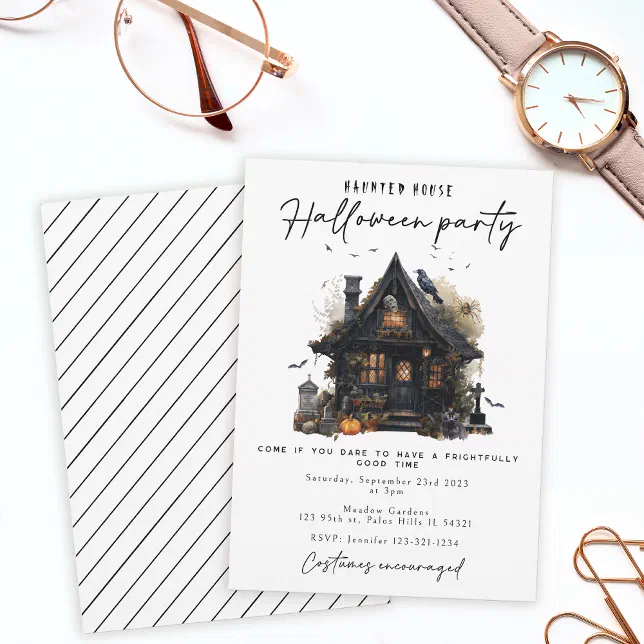 Halloween haunted house spooky party invitation | Zazzle