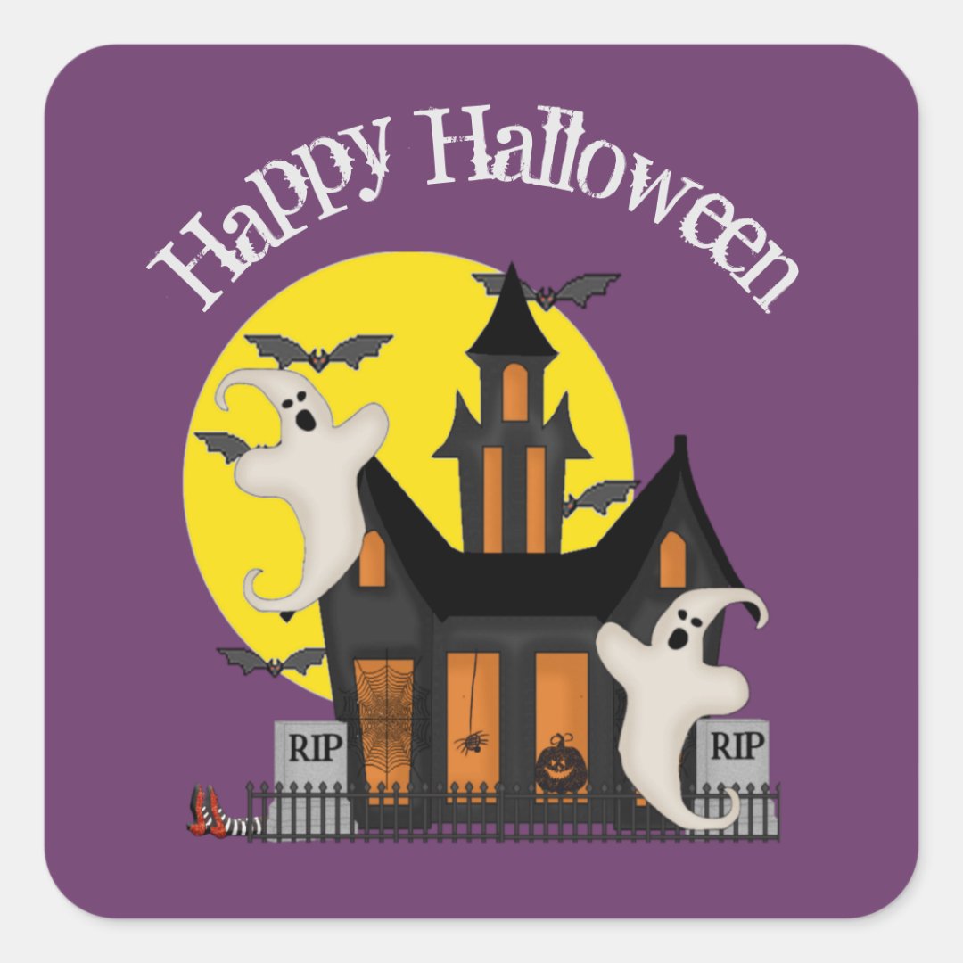 Halloween Haunted House Sticker | Zazzle
