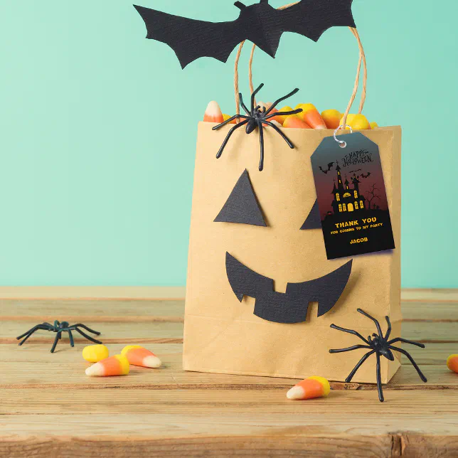Halloween Haunted House Thank You Gift Tags | Zazzle