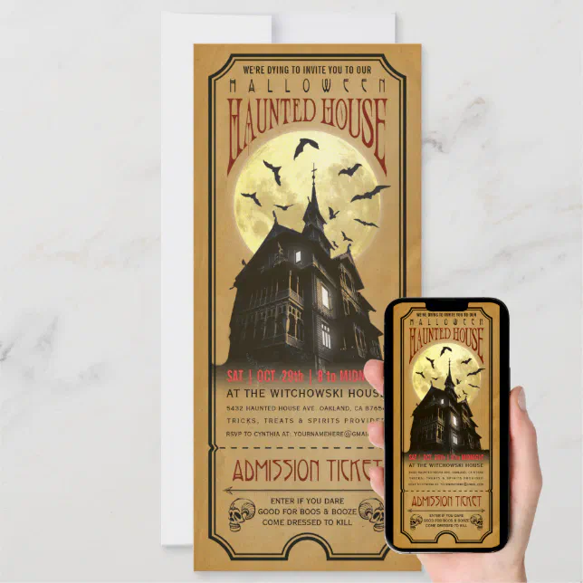 Halloween Haunted House Ticket Invitation | Zazzle