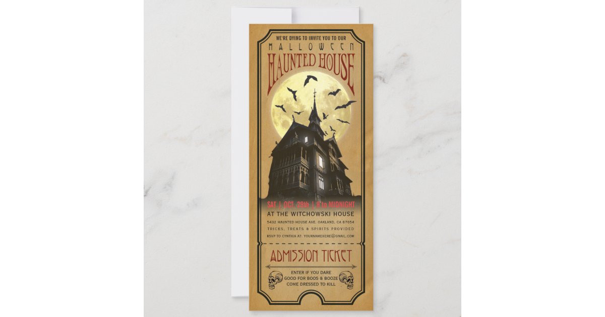 Halloween Haunted House Ticket Invitation | Zazzle