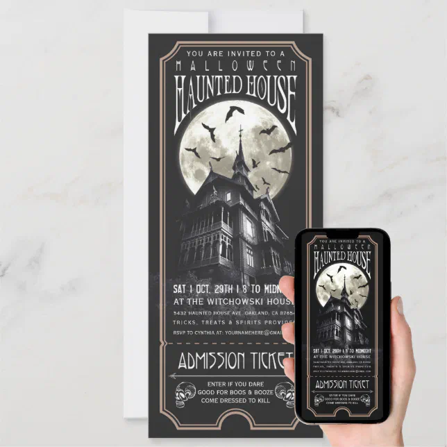 Halloween Haunted House Ticket Invitation | Zazzle