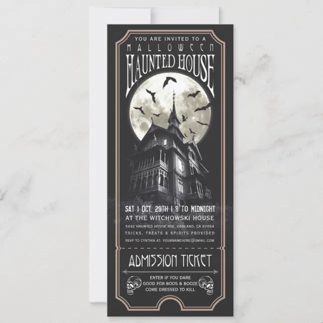 Halloween Haunted House Ticket Invitation | Zazzle