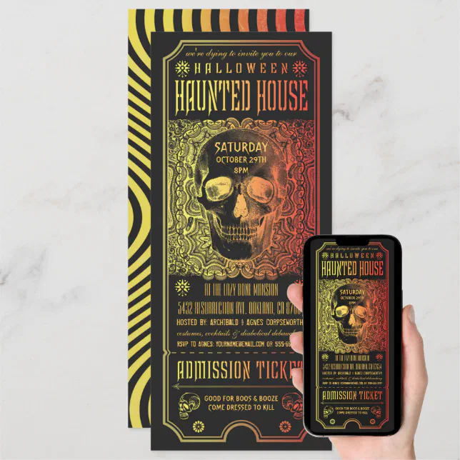 Halloween Haunted House Ticket Invitations v.2 | Zazzle