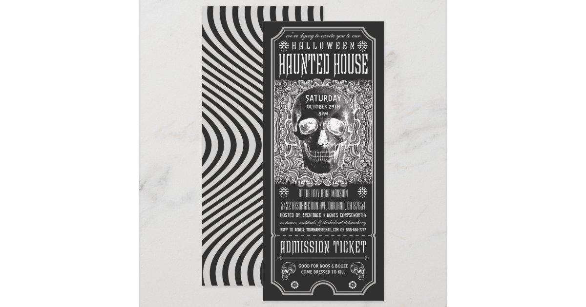 Halloween Haunted House Ticket Invitations v.3 | Zazzle