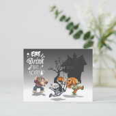 Halloween Haunted House Werewolf Skeleton Pumpkin Postcard | Zazzle