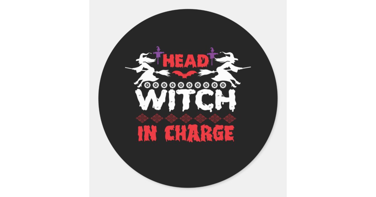 Halloween Head Witch In Charge Birthday Classic Round Sticker | Zazzle