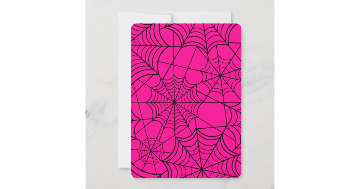 halloween hot pink spider web invitation | Zazzle