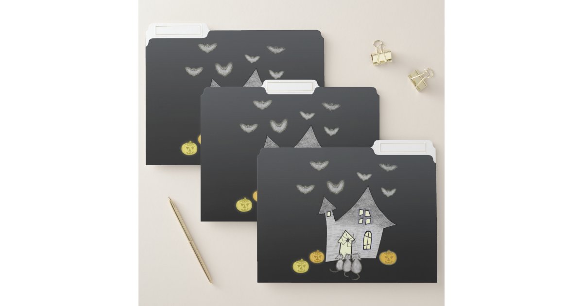 Halloween House, Black Cats, Bats, Pumpkins File Folder | Zazzle