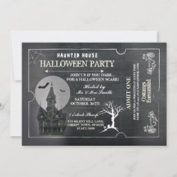 Halloween House Party Invite Horror Chalk Ticket | Zazzle