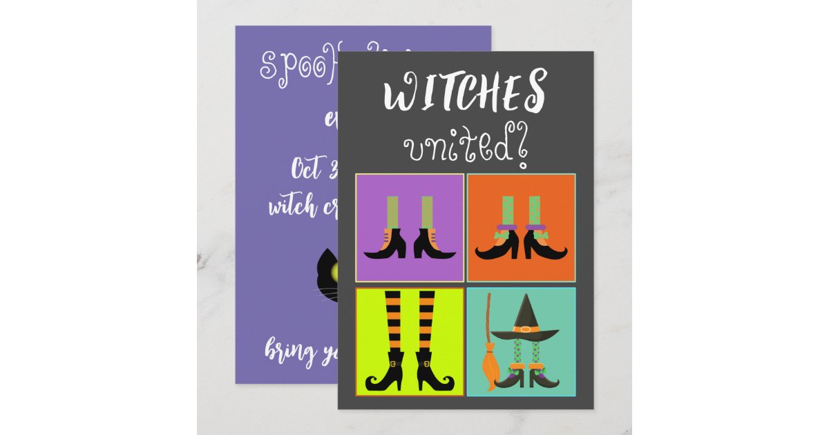 Halloween Invitation Card witches United BYOB | Zazzle