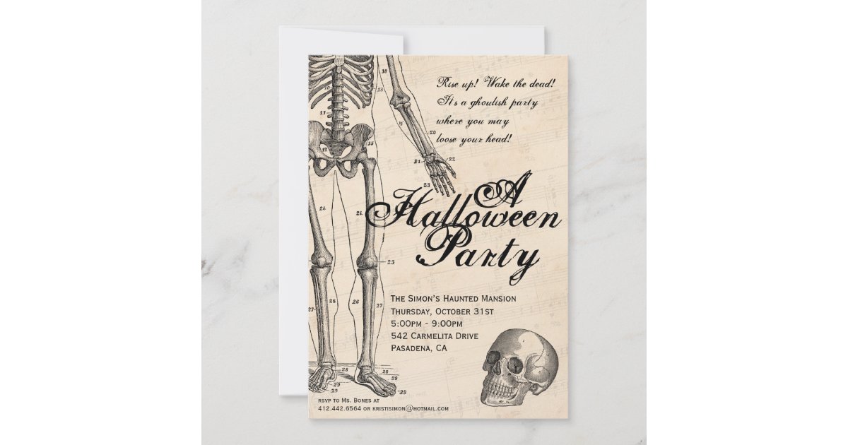 Halloween Invitation Mr. Bones Skeleton Party | Zazzle