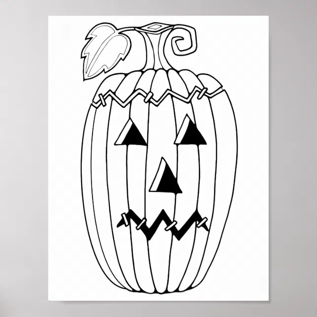 Halloween Jack O’Lantern Coloring Page Art Poster | Zazzle