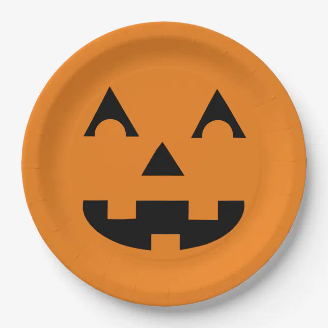 Halloween Jack O Lantern Pumpkin Face Paper Plates | Zazzle