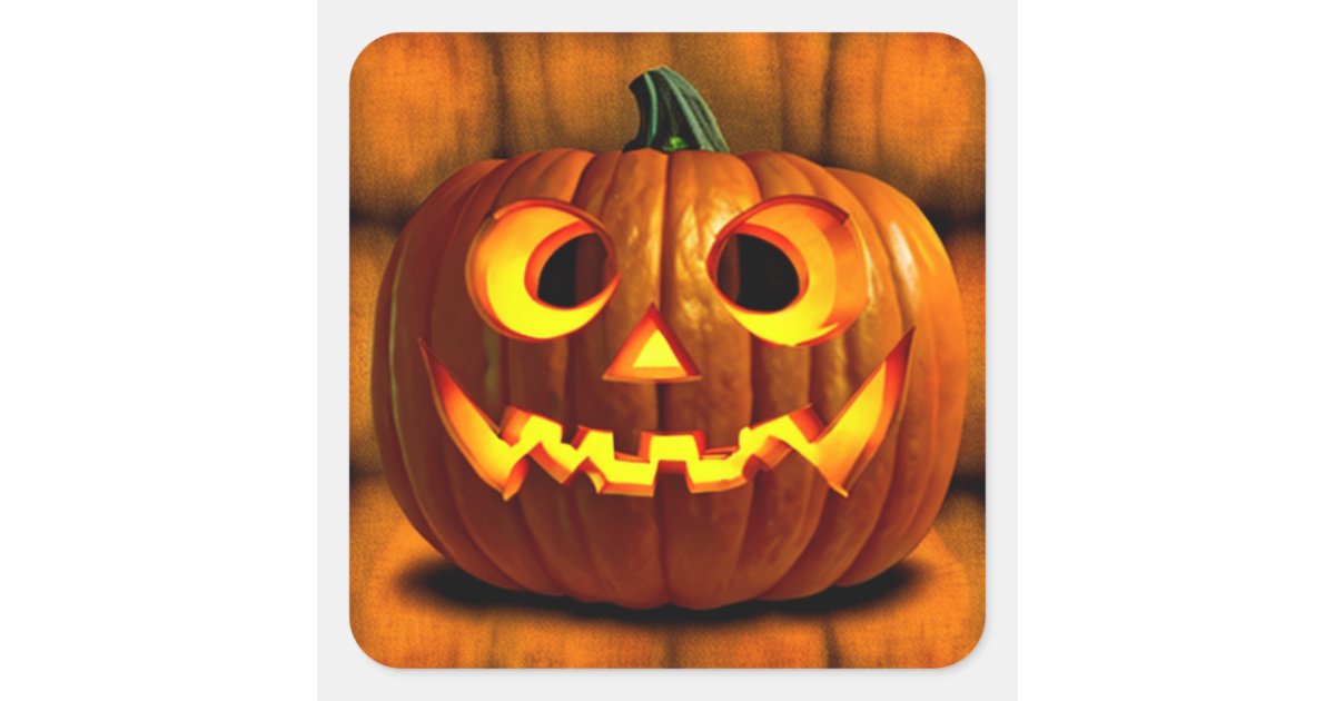 Halloween Jack-o-Lantern Pumpkin Square Sticker | Zazzle