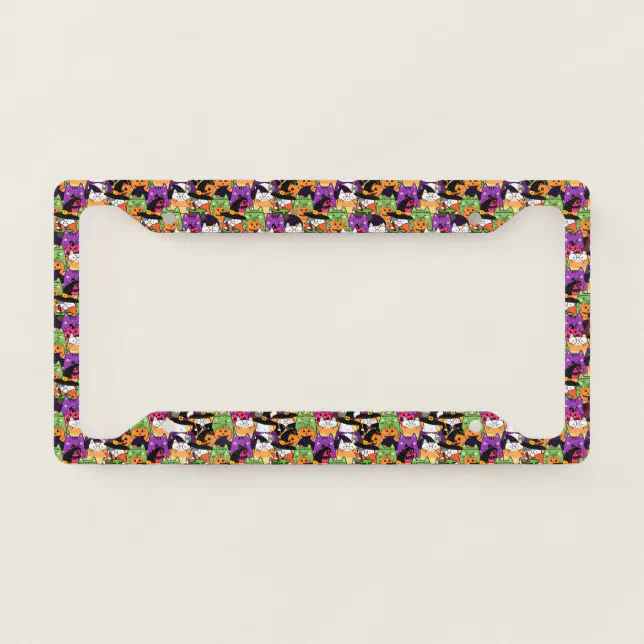Halloween Kawaii Cat Pattern License Plate Frame | Zazzle