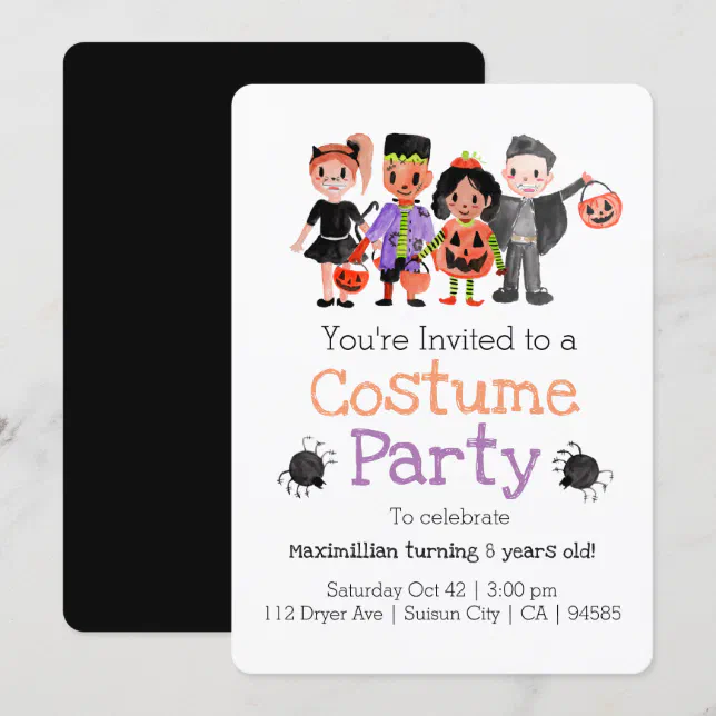 Halloween Kid Birthday Costume Party Invite | Zazzle