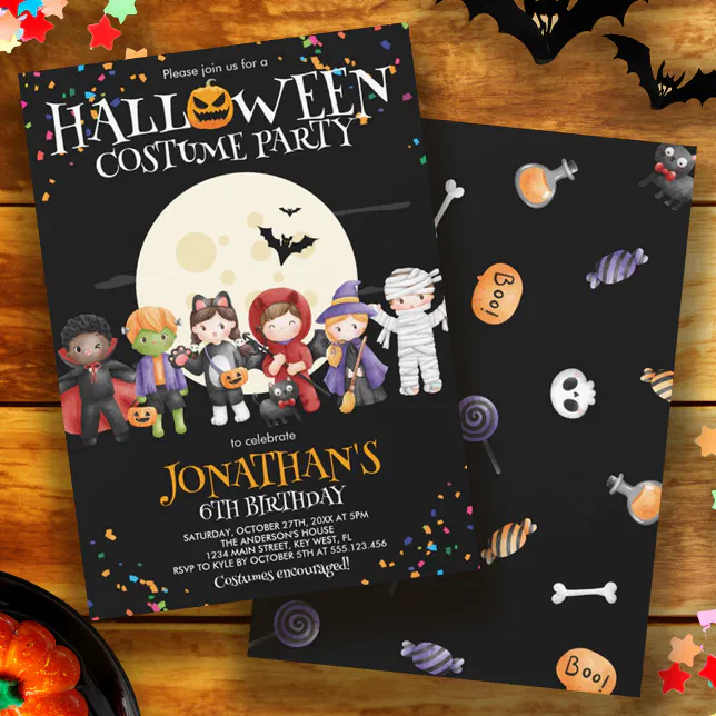 Halloween Kids Costume Birthday Party Invitation | Zazzle