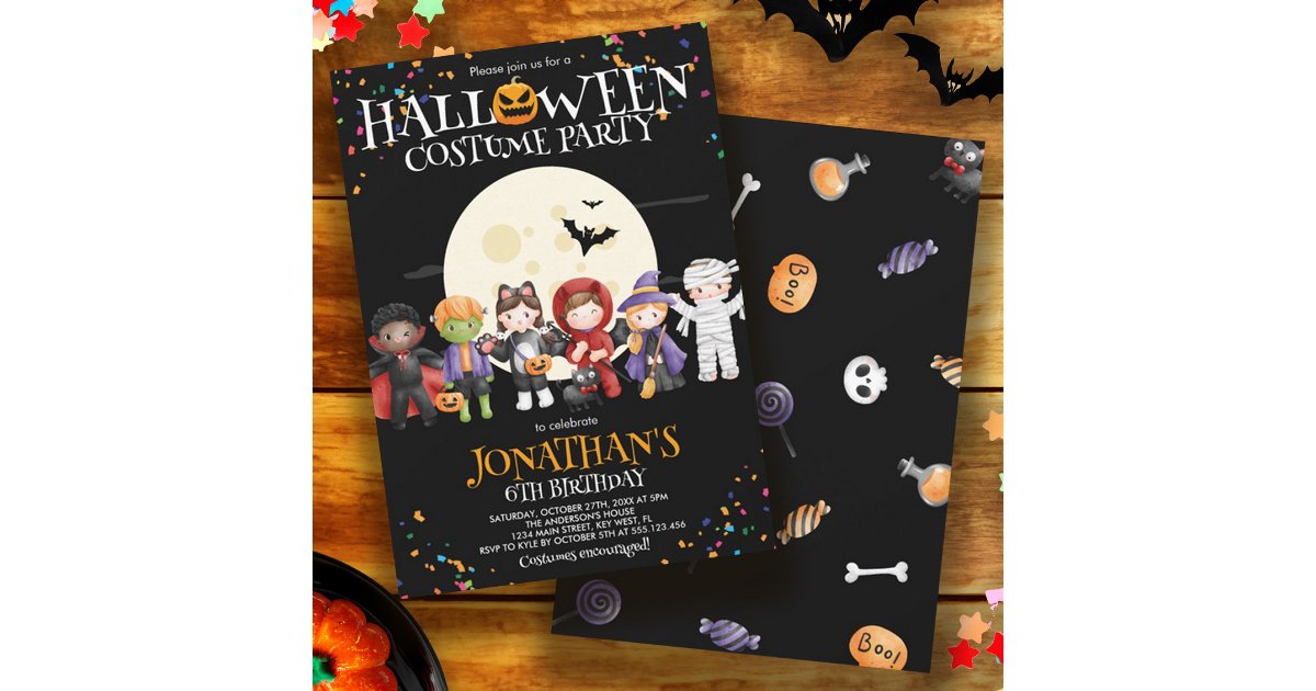 Halloween Kids Costume Birthday Party Invitation | Zazzle