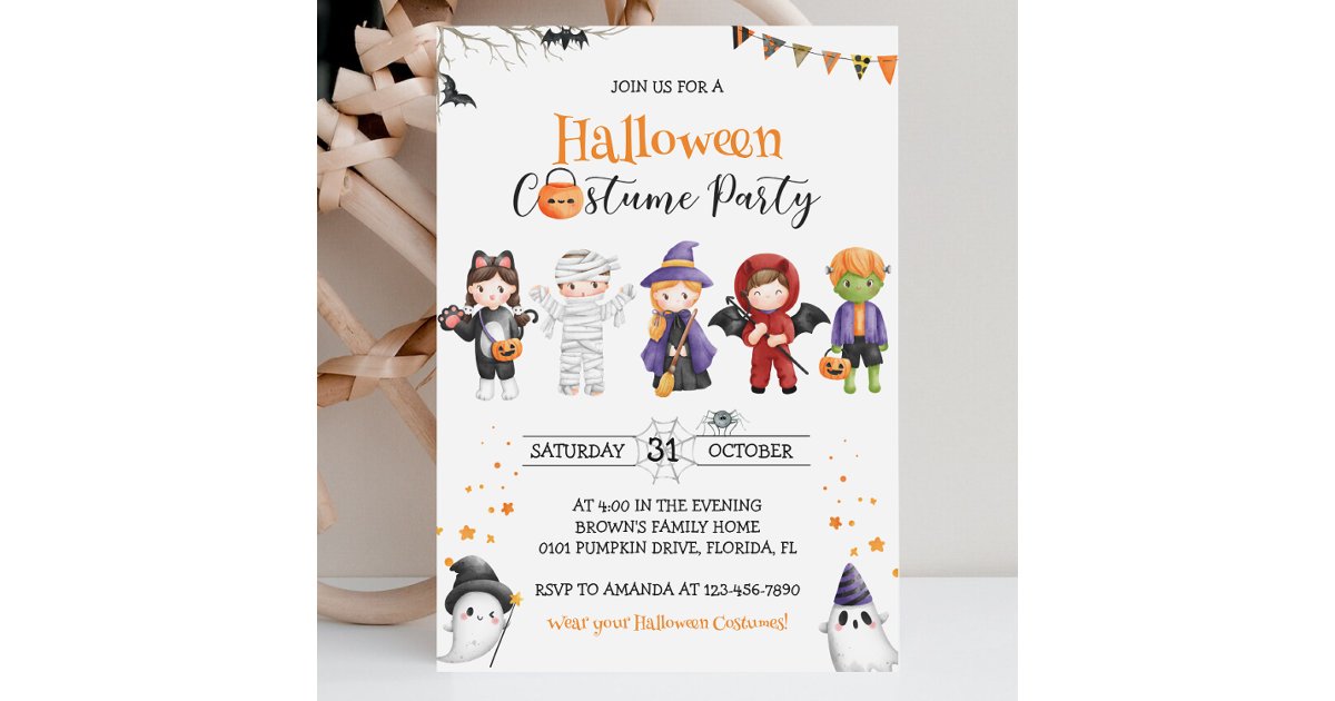 Halloween Kids Costume Party Invitation | Zazzle
