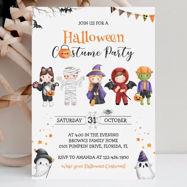 Halloween Kids Costume Party Invitation | Zazzle