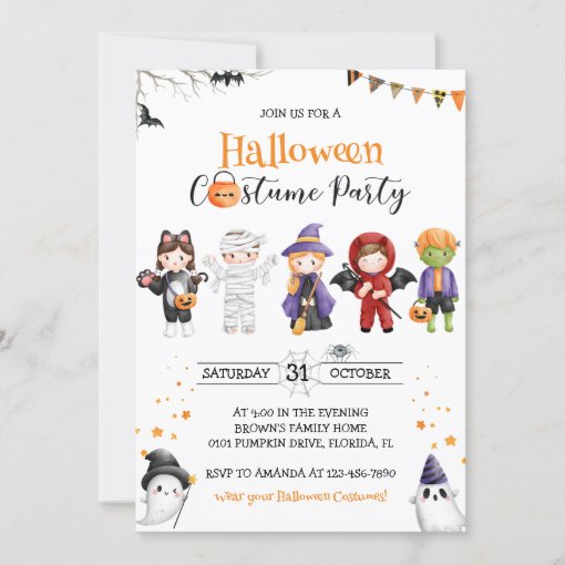 Halloween Kids Costume Party Invitation | Zazzle