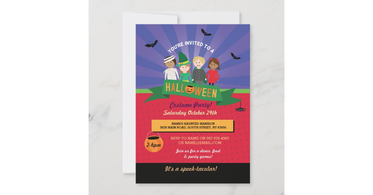 Halloween Kid's Costume Pumpkin Party Invite | Zazzle