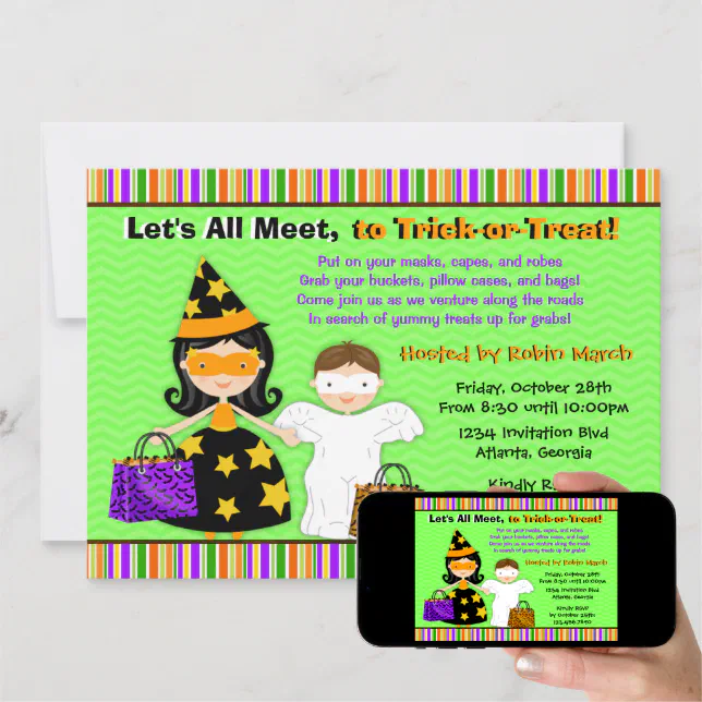 Halloween Kids Halloween Trick or Treat Party Invitation | Zazzle