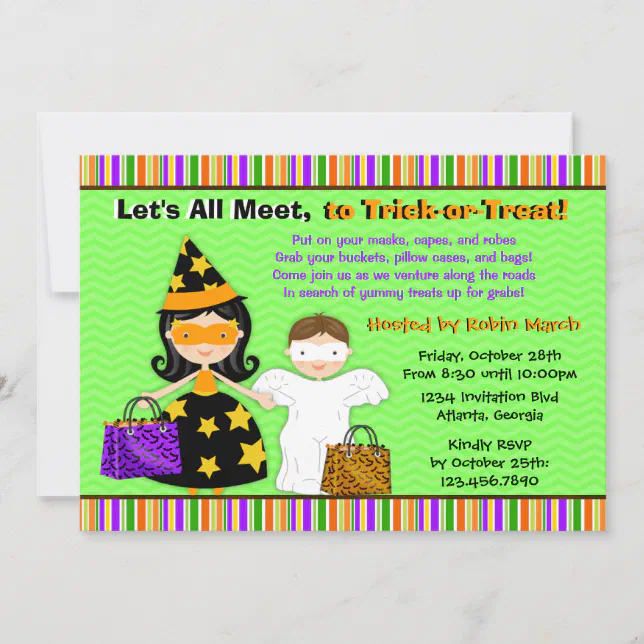 Halloween Kids Halloween Trick or Treat Party Invitation | Zazzle