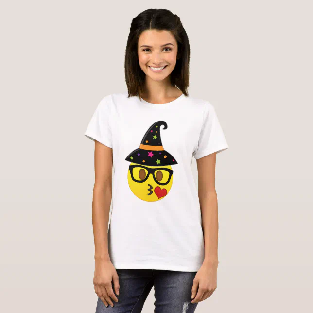 Halloween Kissy Witch Emoji Shirt | Zazzle