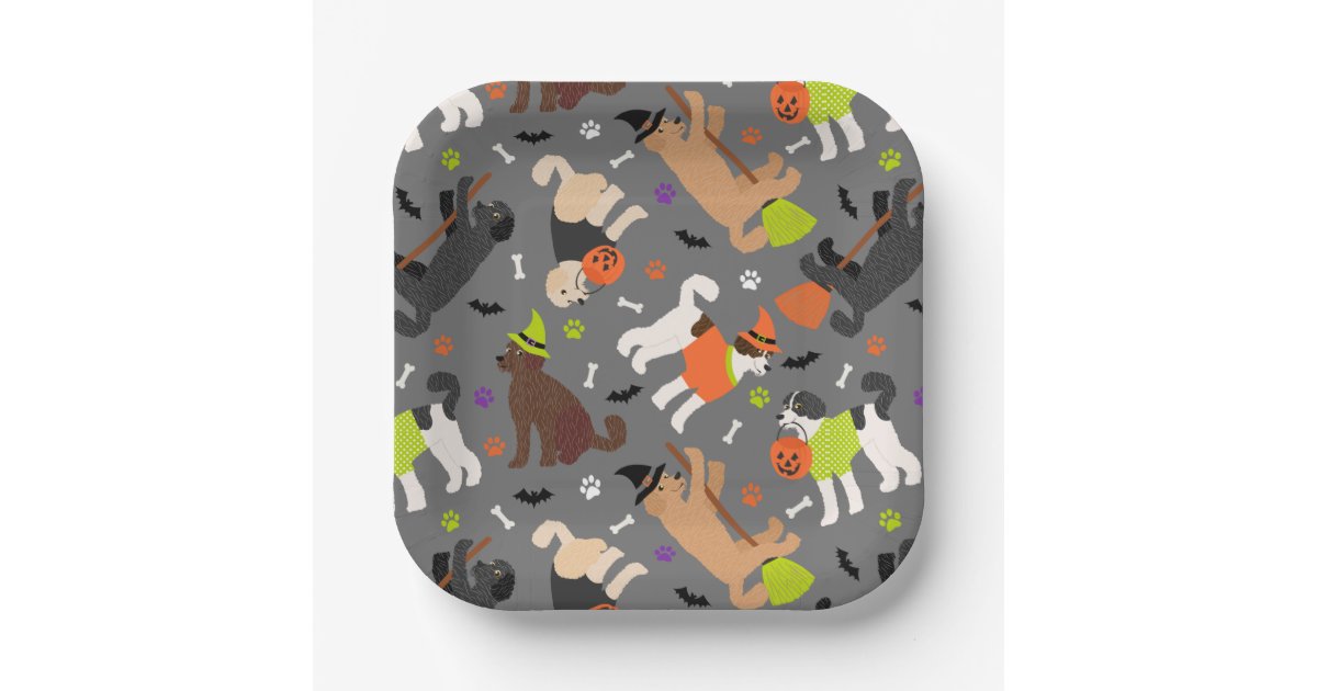 Halloween Labradoodle / Goldendoodle Paper Plates | Zazzle