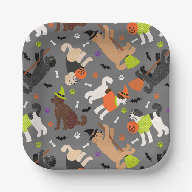 Halloween Labradoodle / Goldendoodle Paper Plates | Zazzle