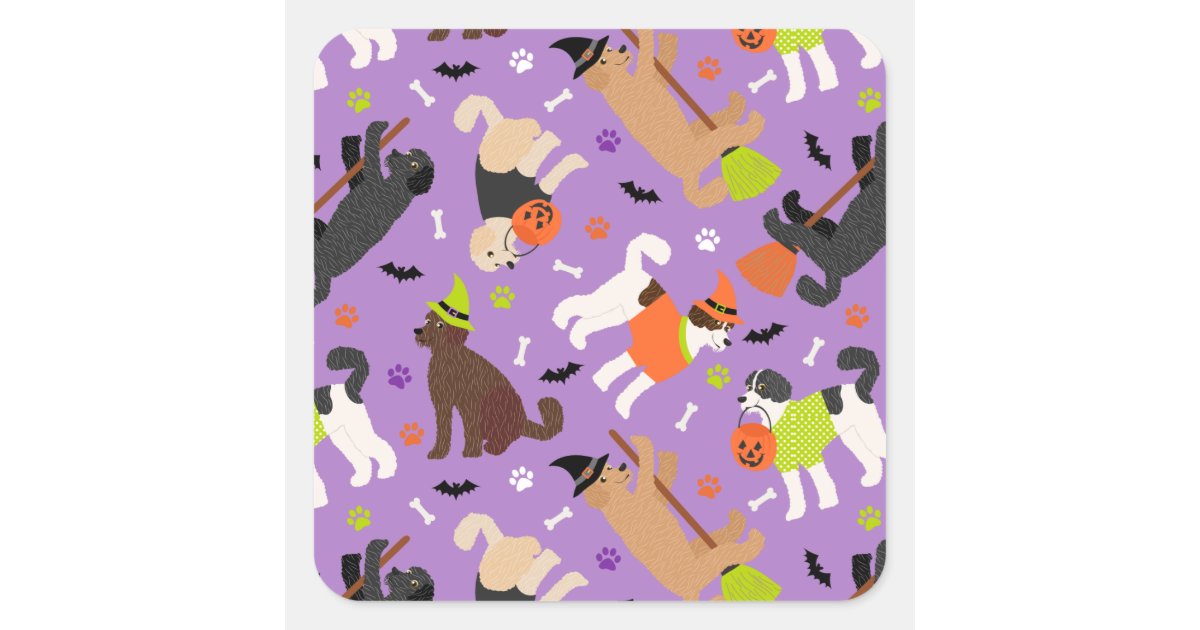 Halloween Labradoodle / Goldendoodle Square Sticke Square Sticker | Zazzle