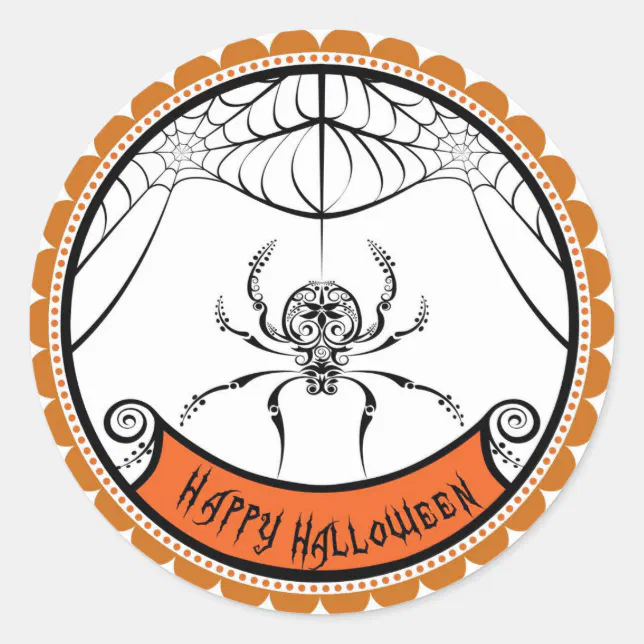 Halloween Lace Spider favor stickers labels | Zazzle
