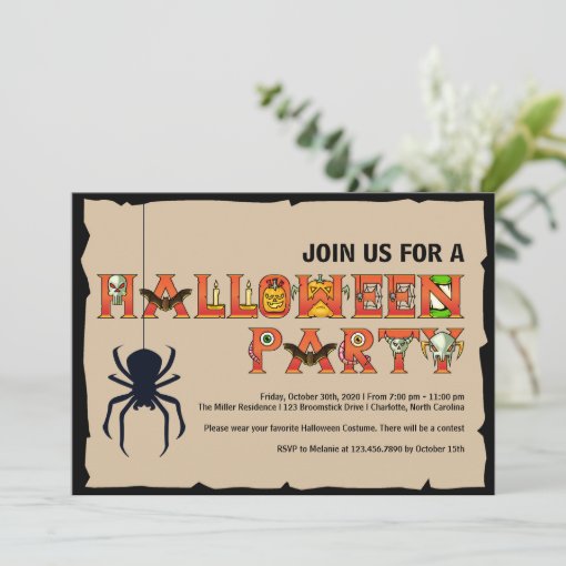 Halloween Lettering Party Invitation | Zazzle