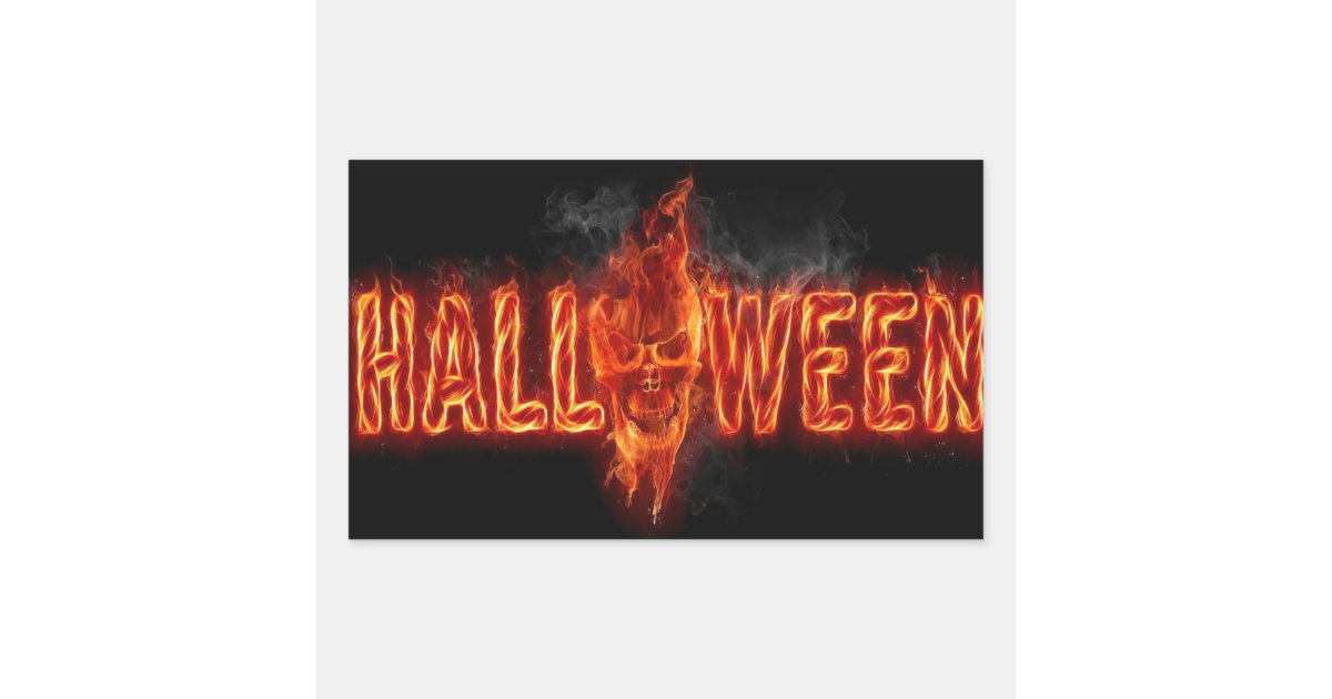 Halloween Lettering Rectangular Sticker | Zazzle