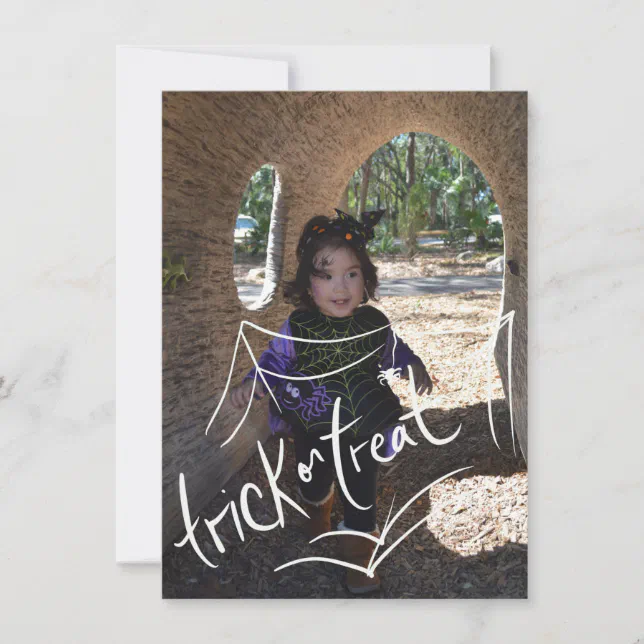 Halloween Lettering Spider Photo Card | Zazzle