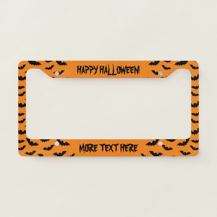 Halloween license plate frame with black bats | Zazzle