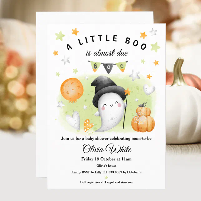 Halloween Little Boo Baby Shower Invitation | Zazzle