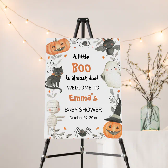 Halloween Little Boo Baby Shower Welcome Sign | Zazzle