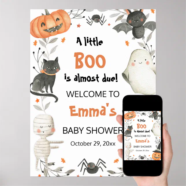 Halloween Little Boo Baby Shower Welcome Sign | Zazzle