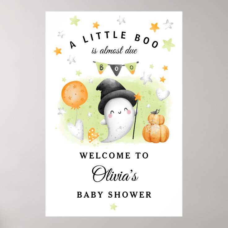 Halloween Little Boo Baby Shower Welcome Sign | Zazzle