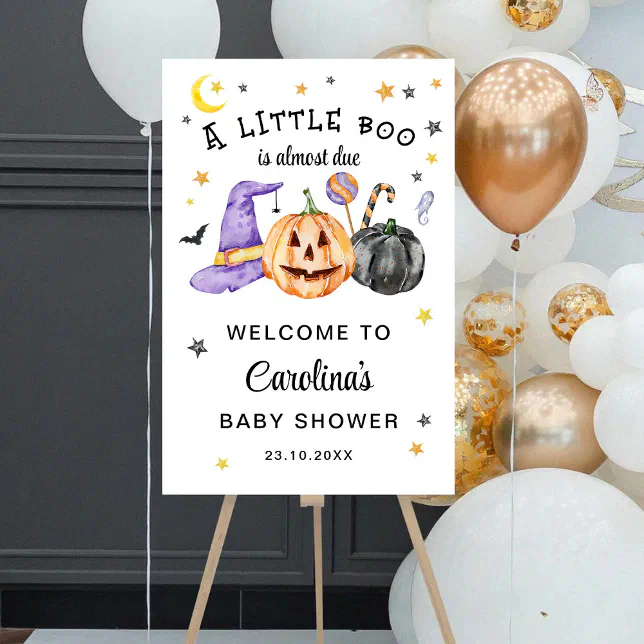 Halloween Little Boo Baby Shower Welcome Sign | Zazzle