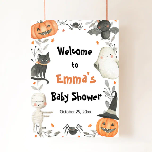 Halloween Little Boo Baby Shower Welcome Sign | Zazzle