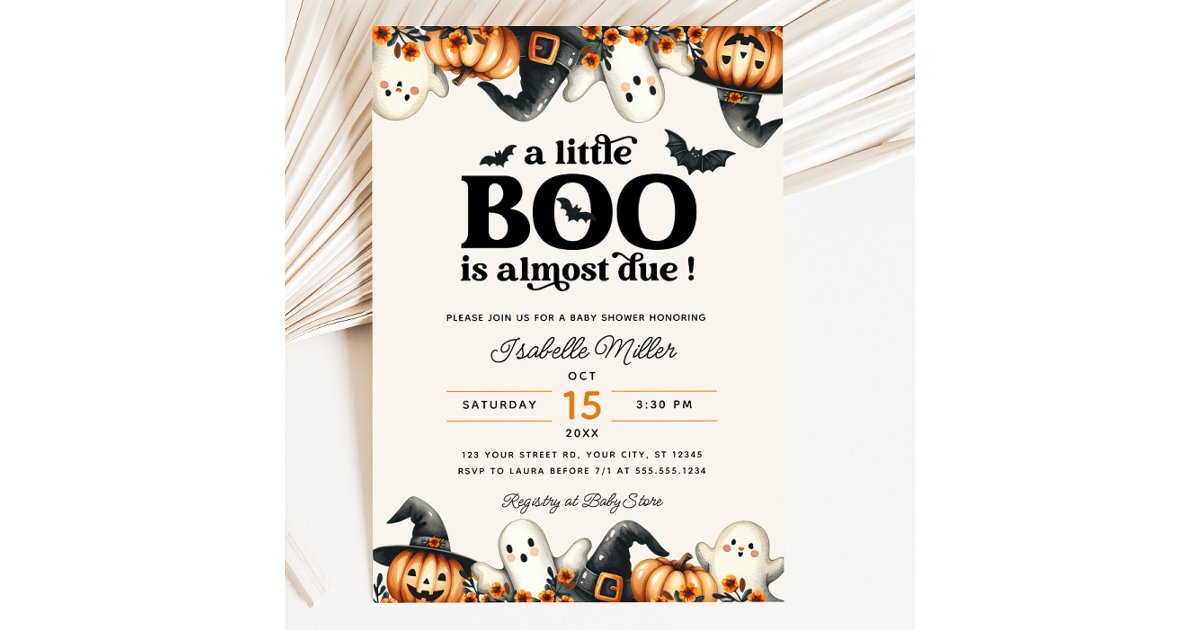 Halloween Little Boo Fall Pumpkin Baby Shower Invitation | Zazzle