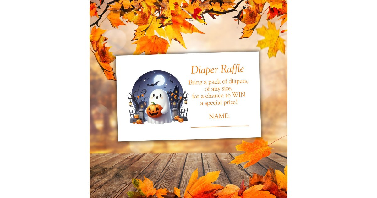Halloween Little Boo Ghost Diaper Raffle Ticket Enclosure Card | Zazzle