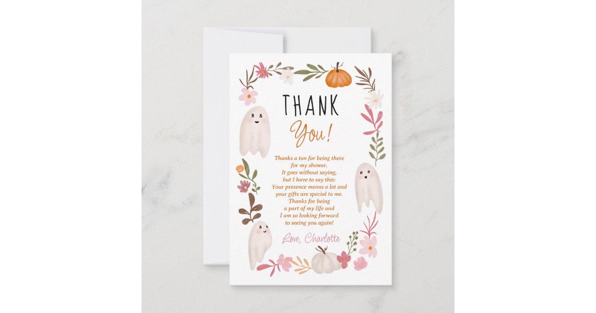 Halloween little boo Ghosts Cute baby shower Thank You Card | Zazzle