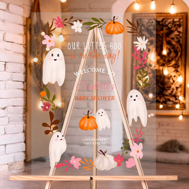 Halloween little boo Ghosts welcome baby shower Acrylic Sign | Zazzle