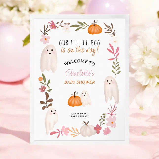 Halloween little boo Ghosts welcome baby shower Poster | Zazzle